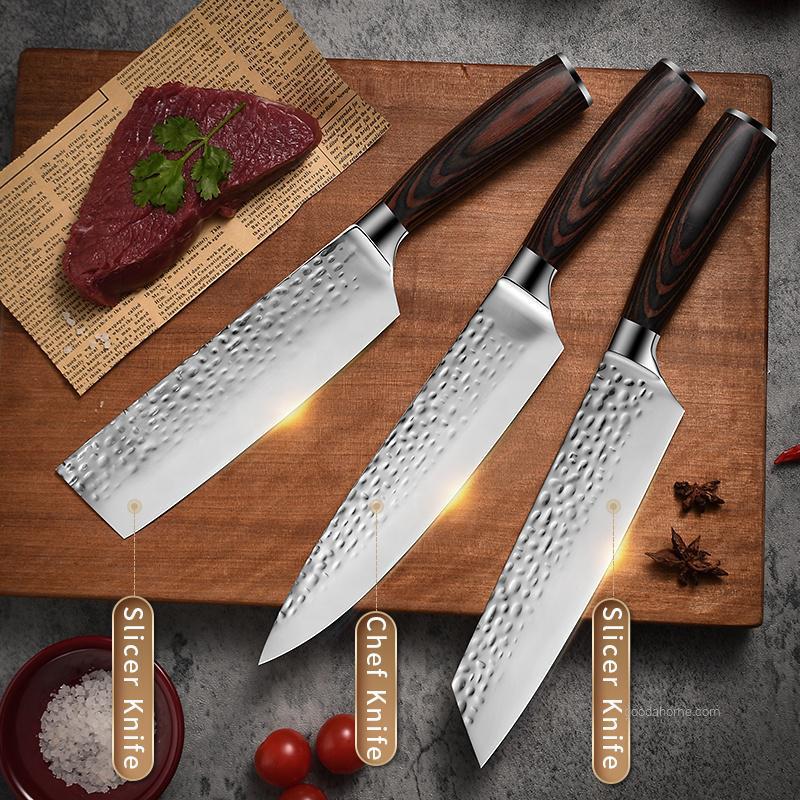 3 Pcs Stainless Steel Forged Kitchen Knife Set - GOODA Knife Set